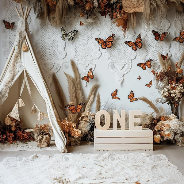 Allenjoy Boho Butterflies Birthday Photography Backdrop Gbsx-00799 ...