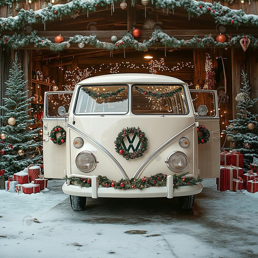 Allenjoy Chrismas White Bus Car Photography Backdrop Gbsx-01119 ...