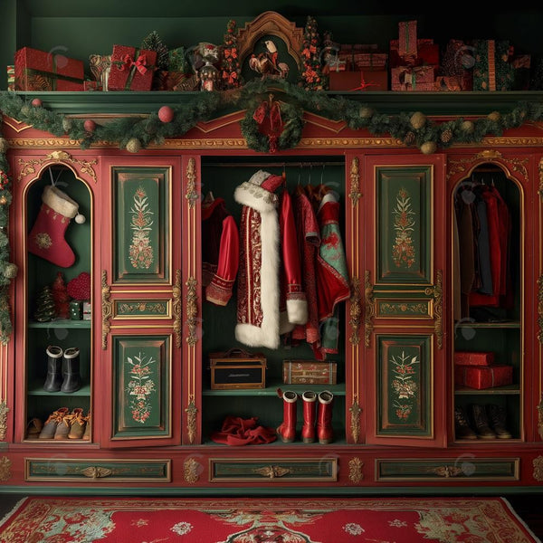 Allenjoy Christmas Santa Closet Photography Backdrop Gbsx-00367 ...