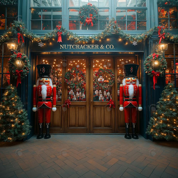 Allenjoy Christmas Wooden Nutcracker Storefront Photography Backdrop ...