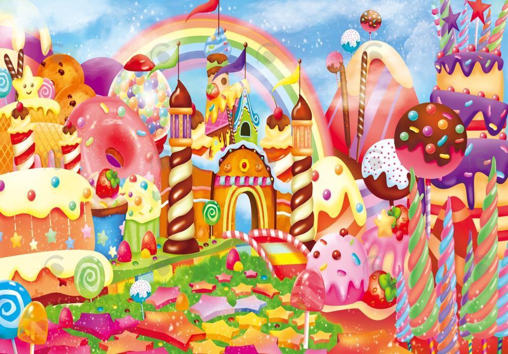 Colorful Candyland Castle Photography Backdrop GBSX-99733 – Allenjoy Studio