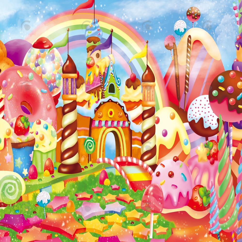 Colorful Candyland Castle Photography Backdrop GBSX-99733 – Allenjoy Studio