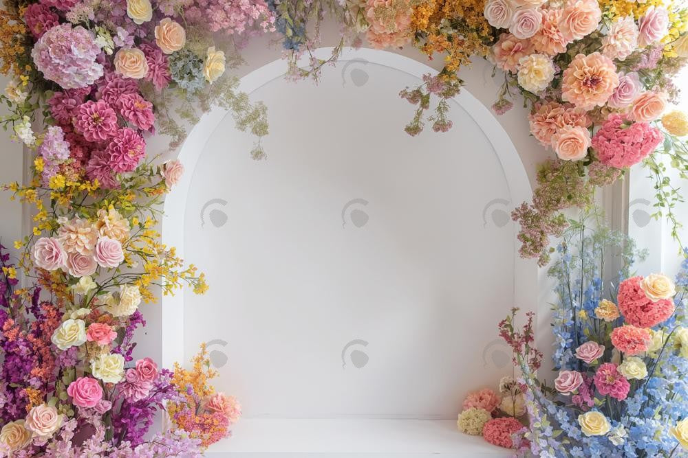 Colorful Floral Arch Photography Backdrop GBSX-99734 – Allenjoy Studio