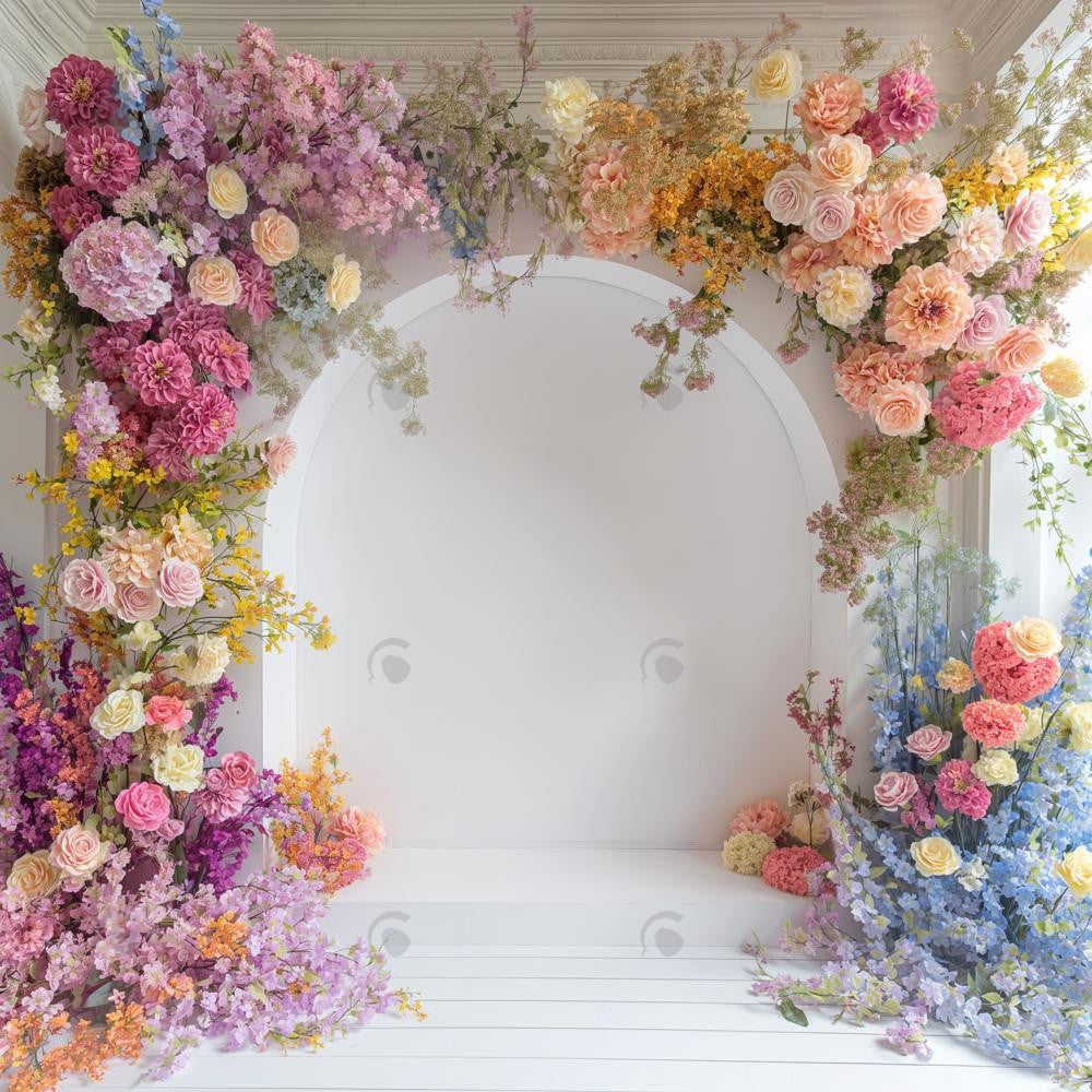 Colorful Floral Arch Photography Backdrop GBSX-99734 – Allenjoy Studio
