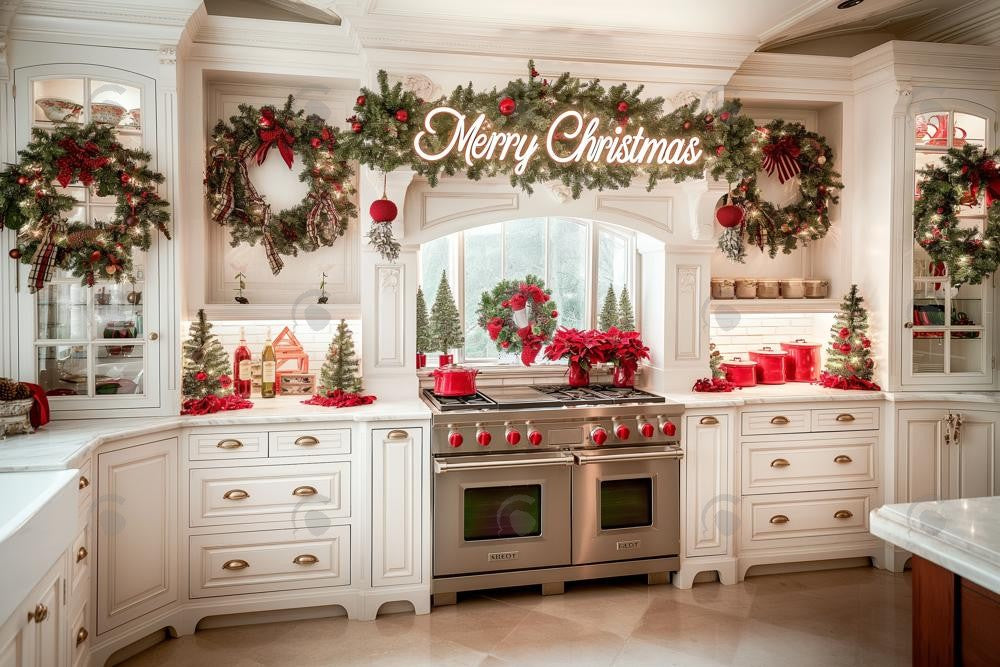 Allenjoy Country Christmas Kitchen Photography Backdrop GBSX-00065 ...