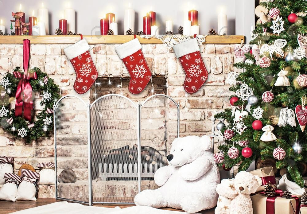Allenjoy Cozy Christmas Fireplace Photography Backdrop Gbsx-00938 ...