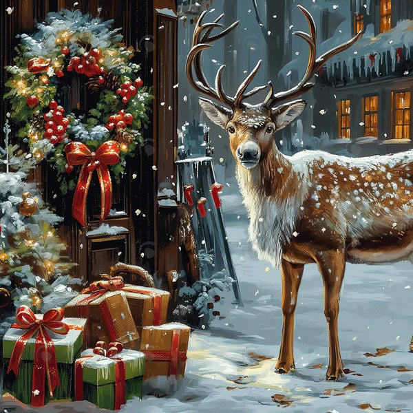 Allenjoy Festive Reindeer Barn Photography Backdrop Gbsx-00916 ...