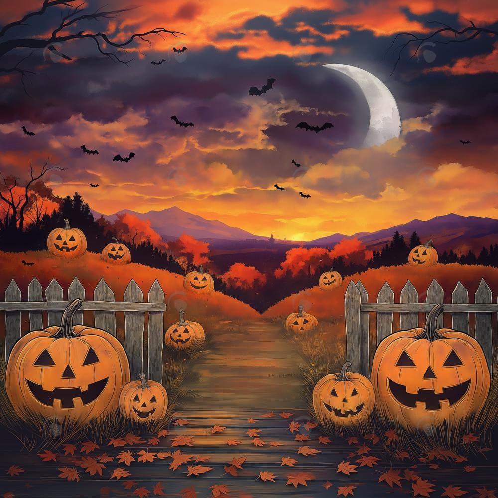 Allenjoy Halloween Night Fence Path Photography Backdrop Gbsx-01173 ...
