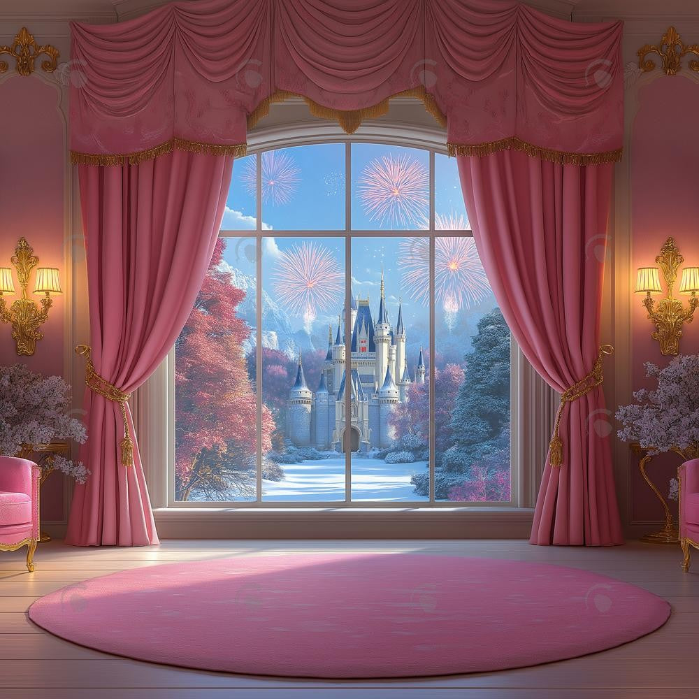 Allenjoy Holiday Royal Pink Room Window Photography Backdrop Gbsx-01017 ...