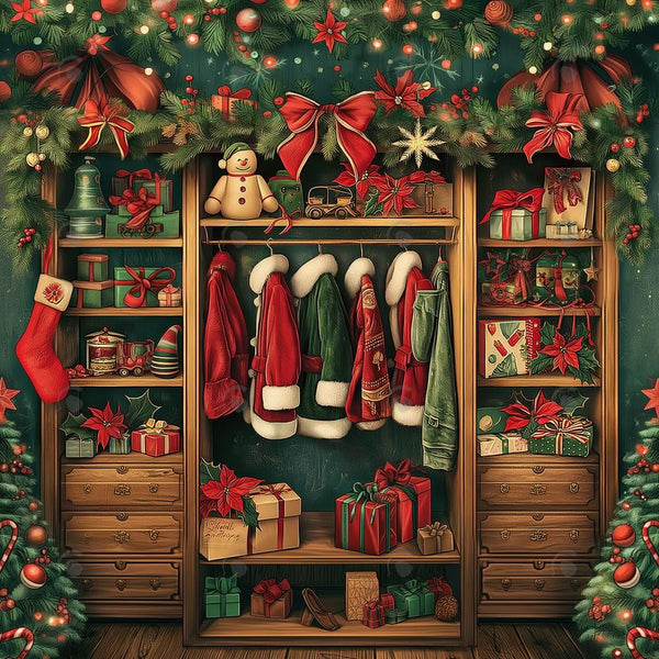 Allenjoy Jolly Christmas Closet Photography Backdrop Gbsx-00333 ...