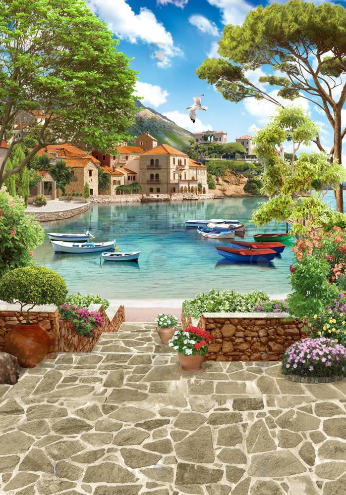 Allenjoy Mediterranean Village Photography Backdrop Gbsx-00426 ...