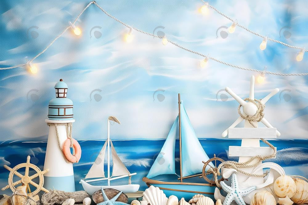 Allenjoy Nautical Sail Boat Blues Photography Backdrop Gbsx-00475 ...
