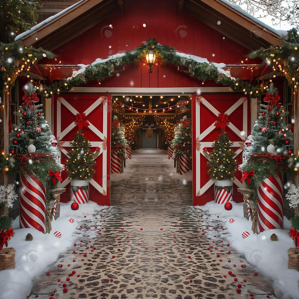 Allenjoy Peppermint Holiday Barn Photography Backdrop GBSX-00007 ...