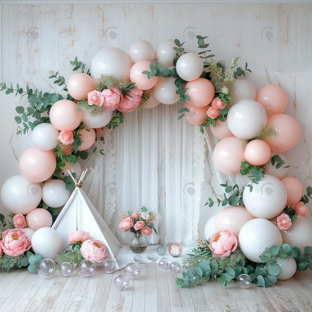 Allenjoy Pink Floral Balloon Photography Backdrop Gbsx-00406 – Allenjoy ...
