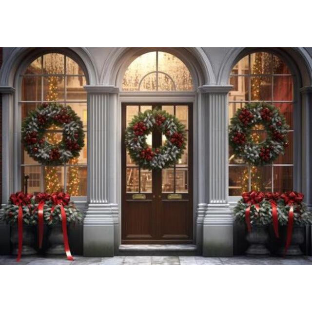 Allenjoy Christmas Storefront Photography Backdrop Xmas Retro Wall ...