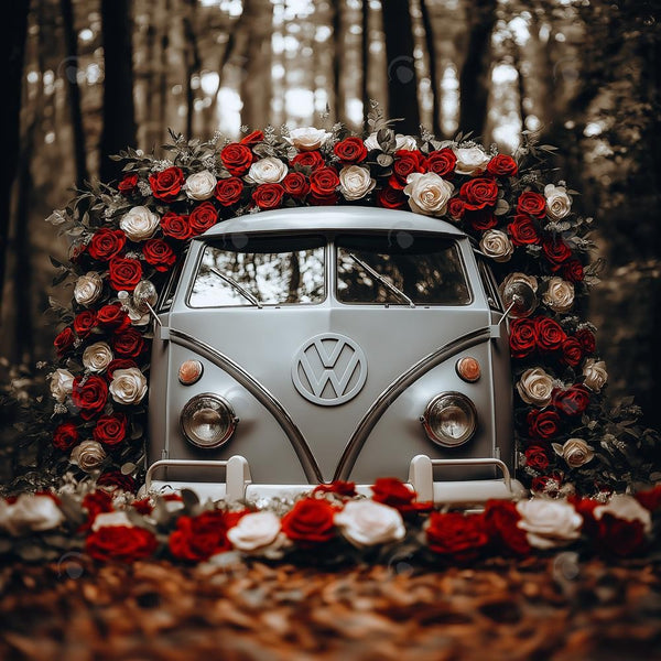 Allenjoy Valentine Volkswagen Bus With Flowers Arch Photography Backdr ...