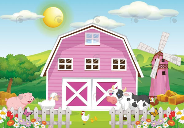 Cartoon Farm Animals Party Backdrop – Allenjoy Studio