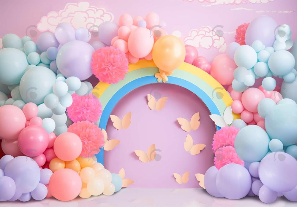 Pastel Rainbow Cake Smash Photography Backdrop – Allenjoy Studio