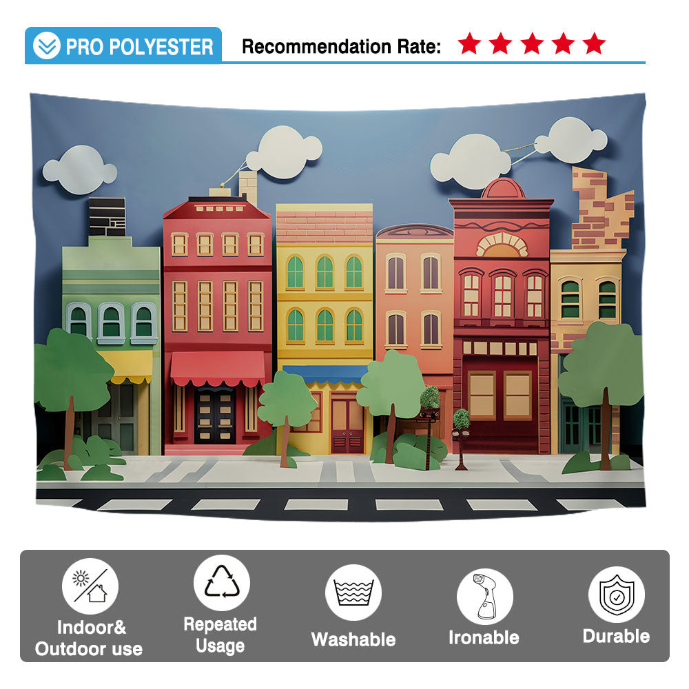 Allenjoy Urban Street Scene Paper-Cut Photography Backdrop Animated Ho ...