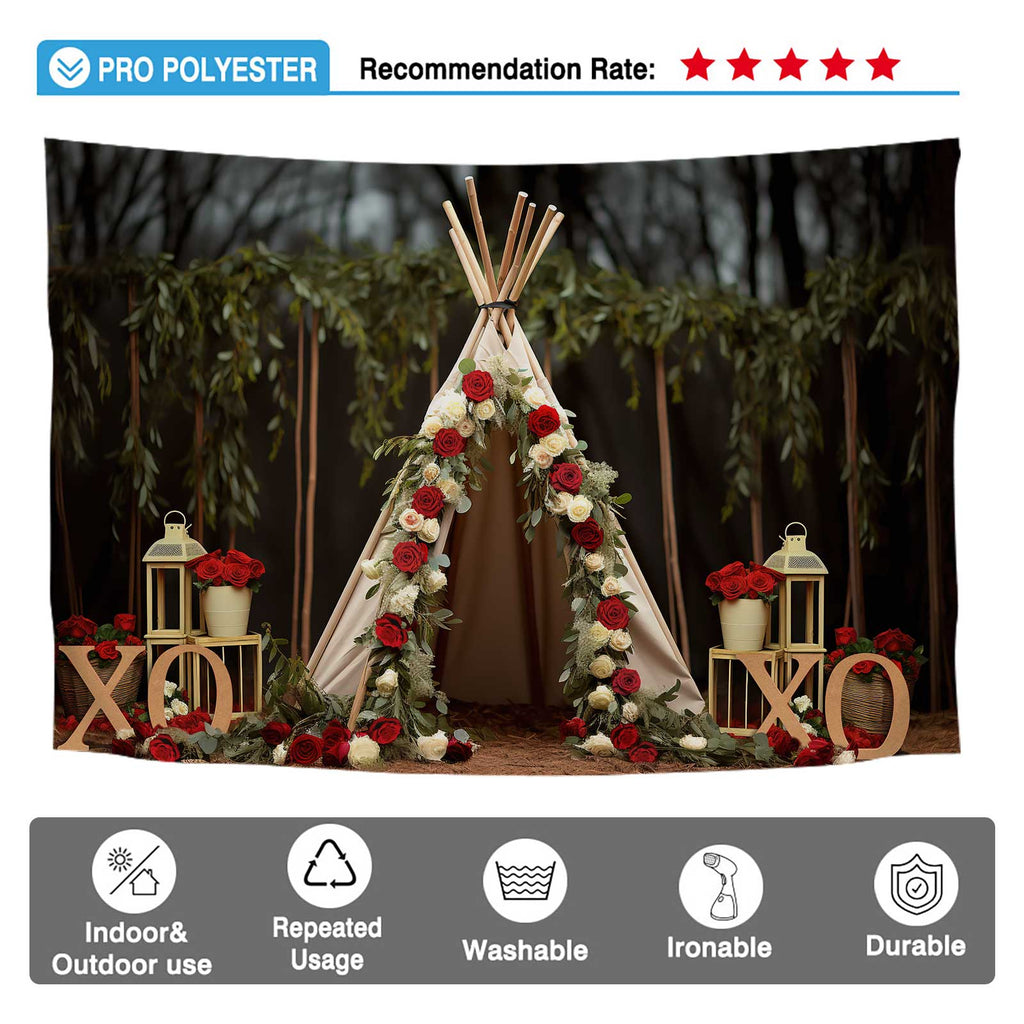 Allenjoy Valentine's Day Rose Tent Photography Backdrop Outdoor Teepee ...
