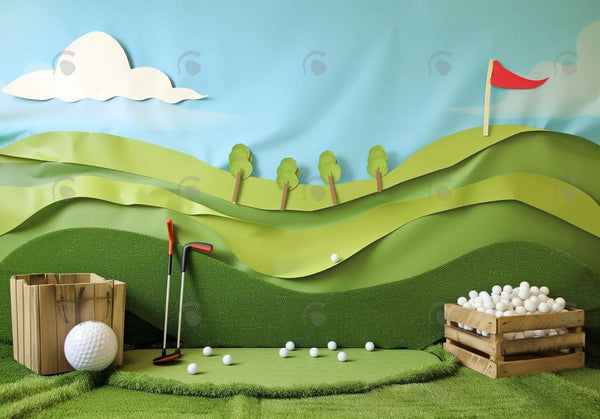 Golf Cartoon Background Backdrop – Allenjoy Studio