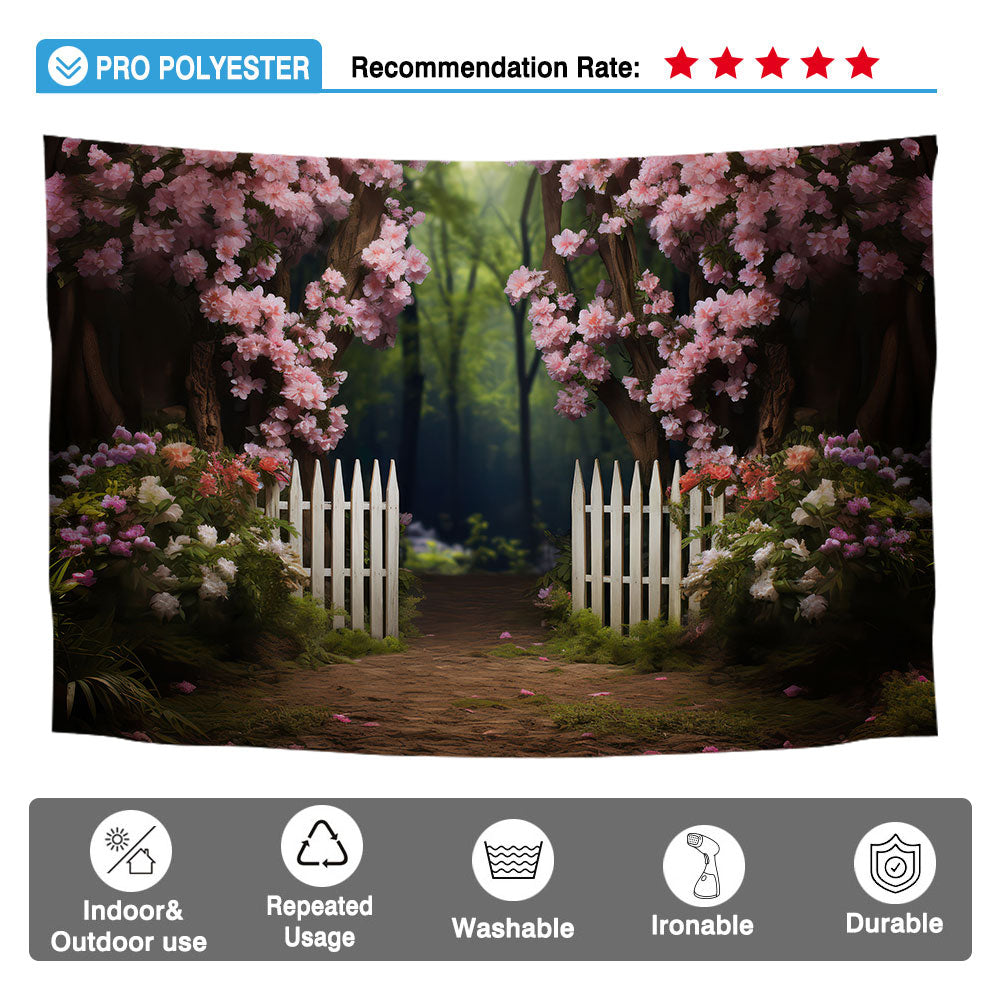 Allenjoy Floral Fairy Forest Photography Backdrop Pink Flowers Blossoms ...
