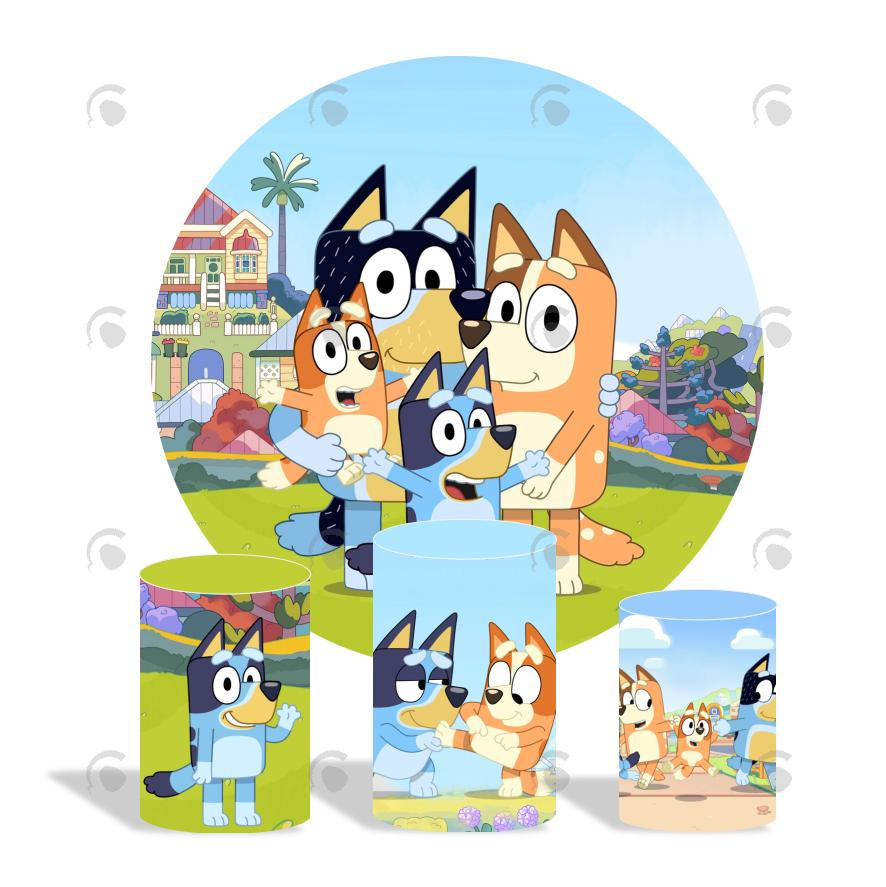 Allenjoy Bluey Birthday Party Decoration Round Circle Backdrop Cover ...