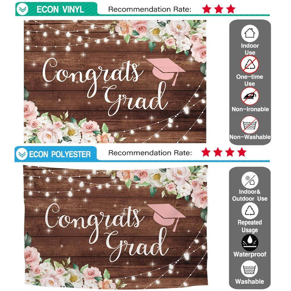 Allenjoy Congrats Grad Backdrop Pink Flower Wood Board for Girls ...