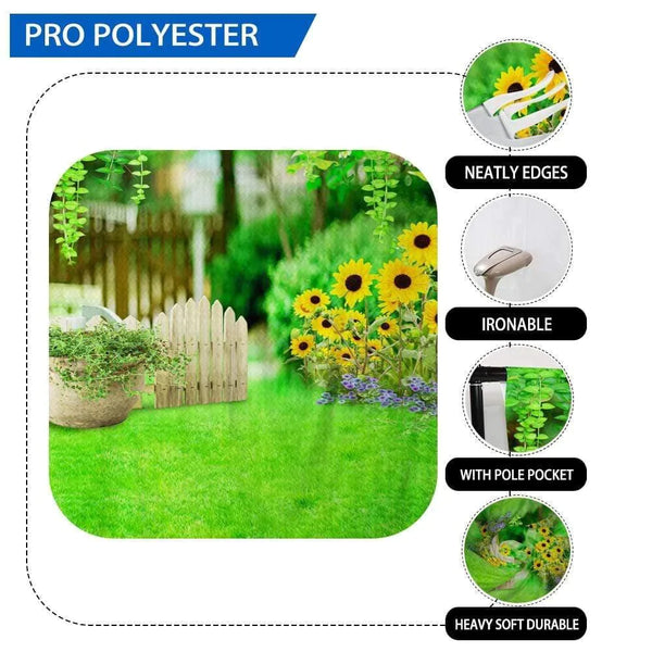 Allenjoy Spring Garden Fence Green Grass Bokeh Sunflower Backdrop ...